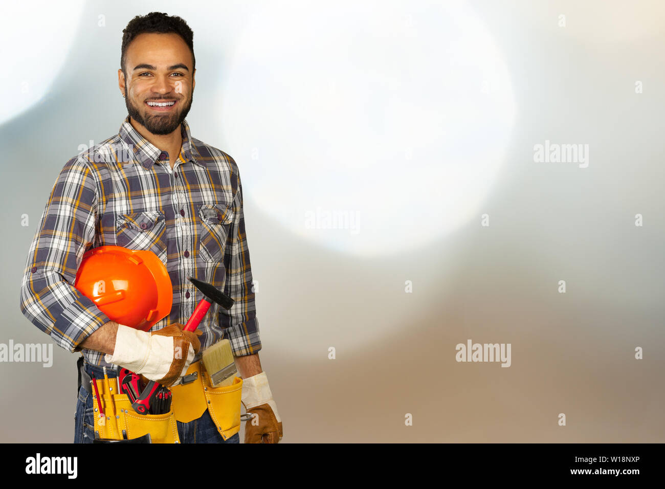 handsome happy workman Stock Photo - Alamy