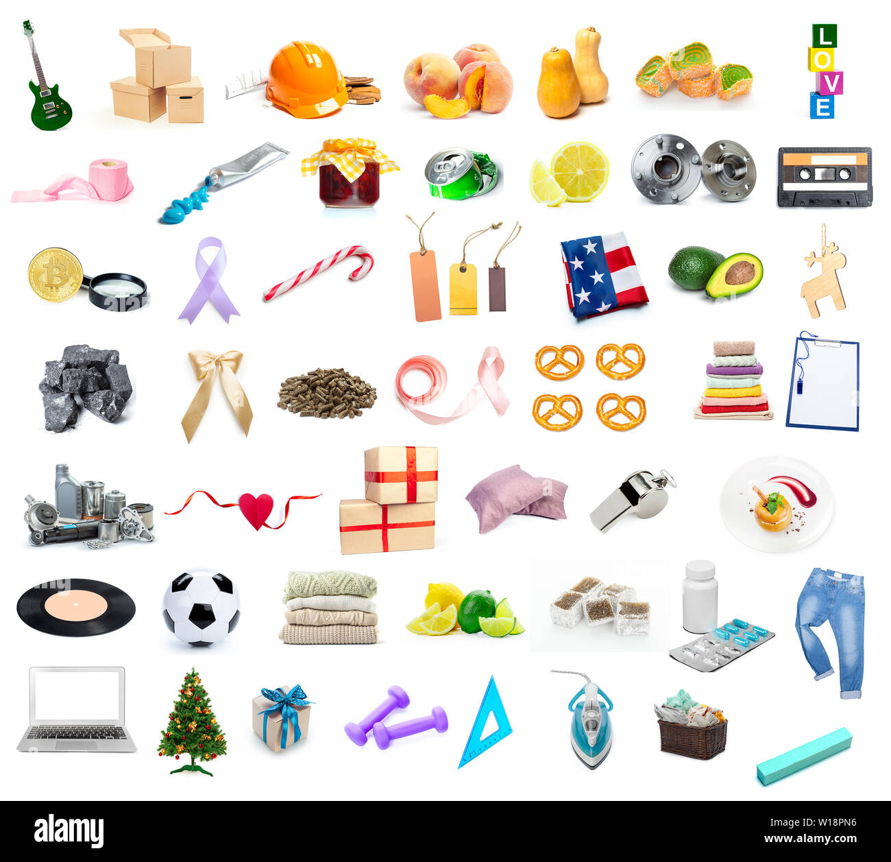 big collection of different objects isolated on white background Stock ...