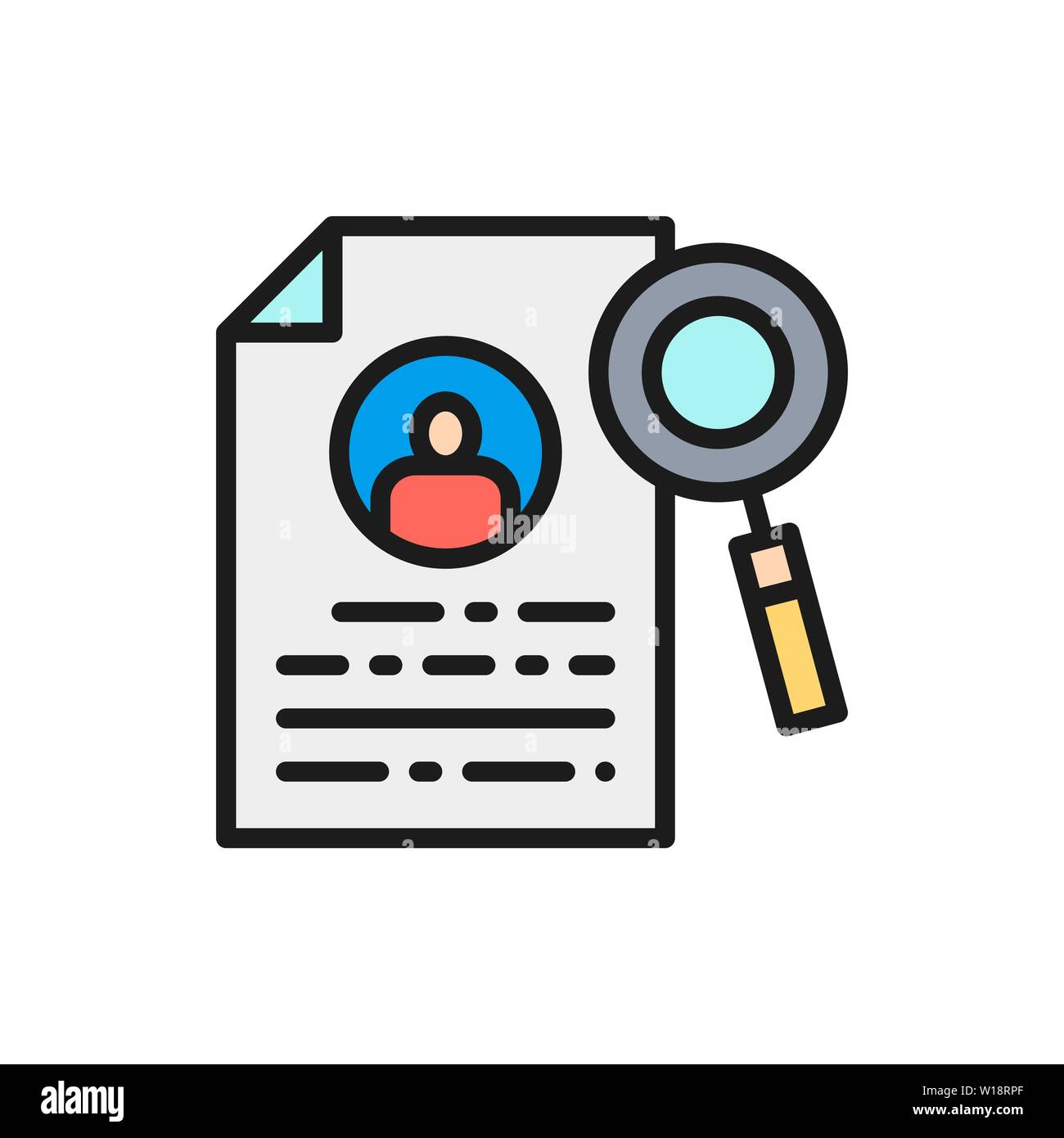 Vector resume, job search, employability, employee profile flat color ...