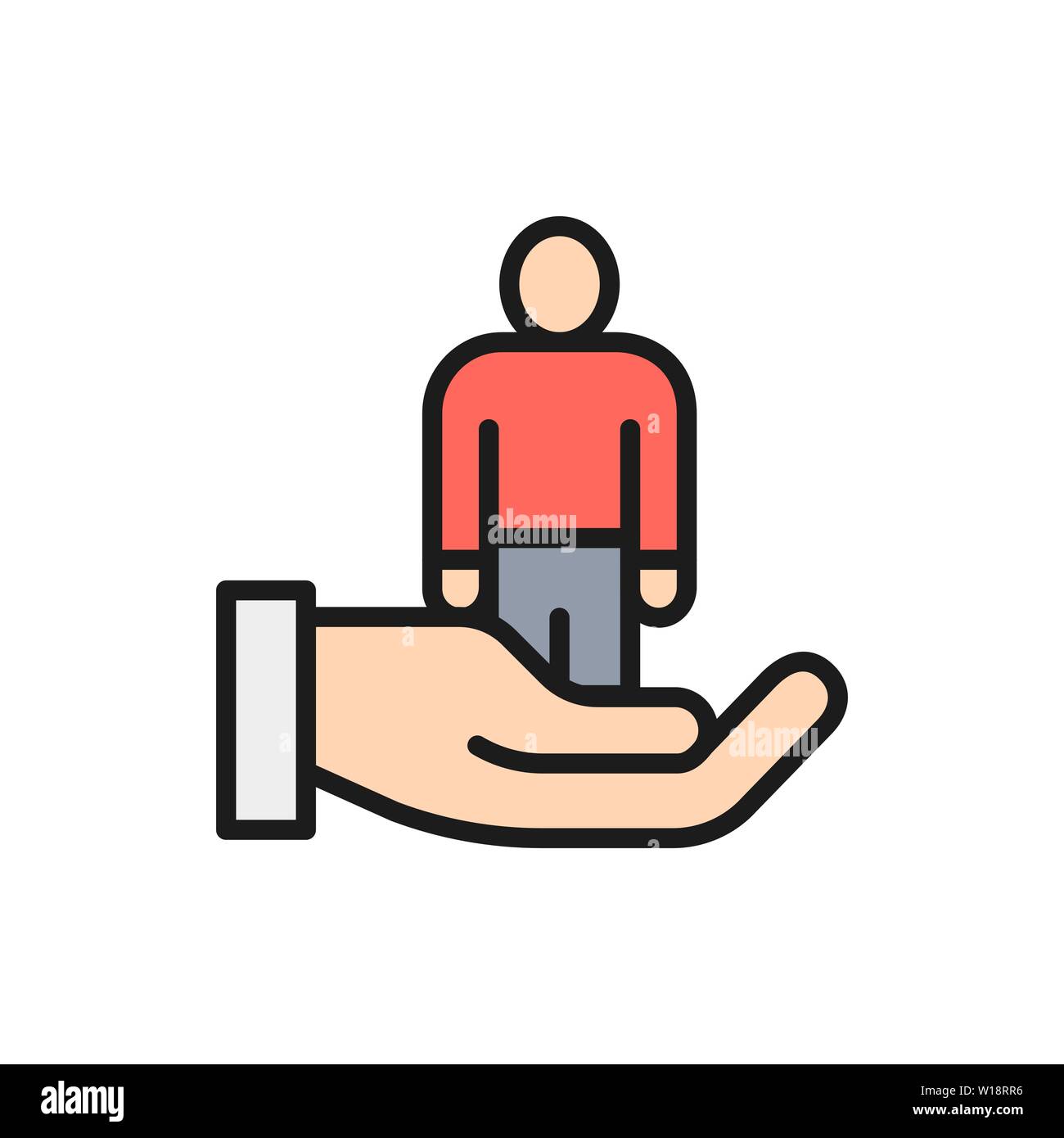 Vector choosing employee for job, recruitment people flat color line ...
