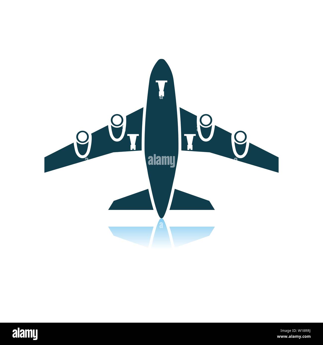 Airplane Takeoff Icon Front View. Shadow Reflection Design. Vector ...