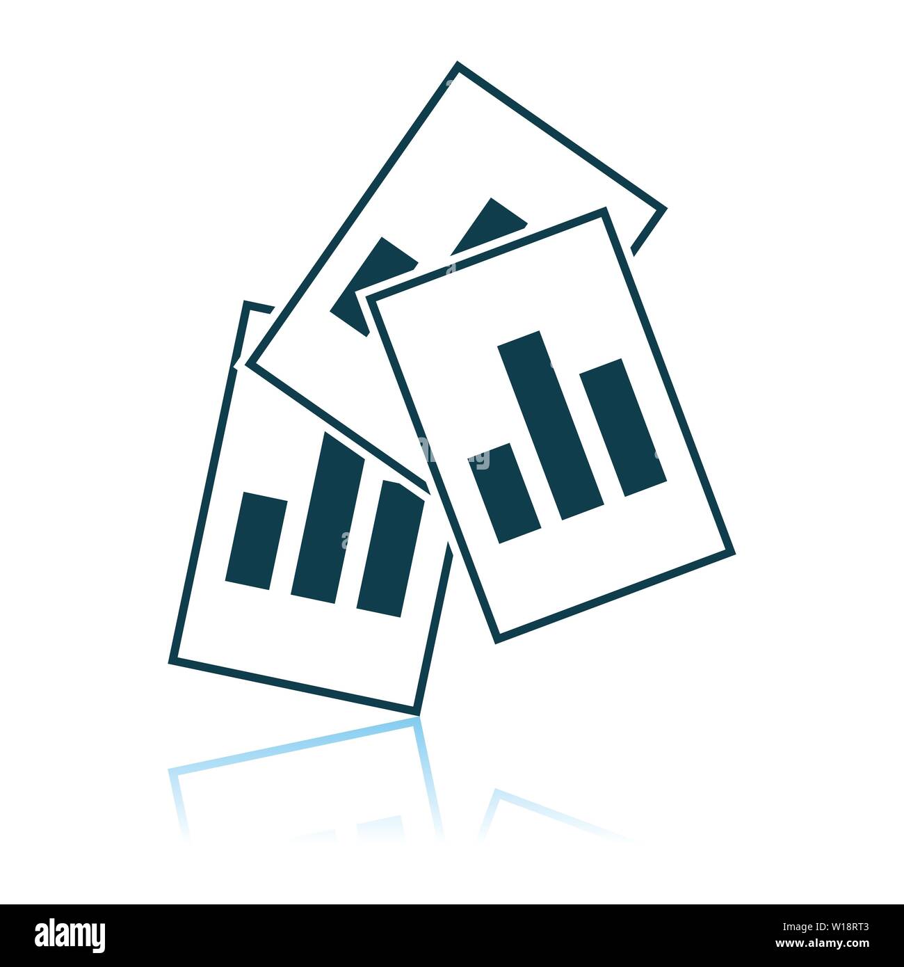 Analytics Sheets Icon. Shadow Reflection Design. Vector Illustration ...