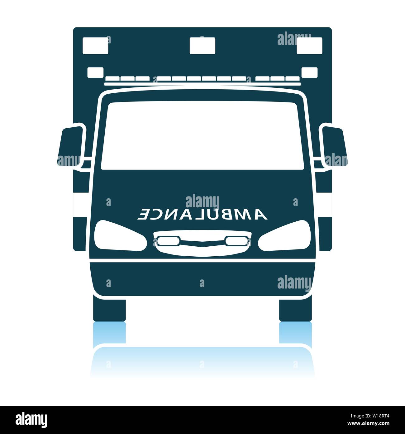 Ambulance Icon Front View. Shadow Reflection Design. Vector ...
