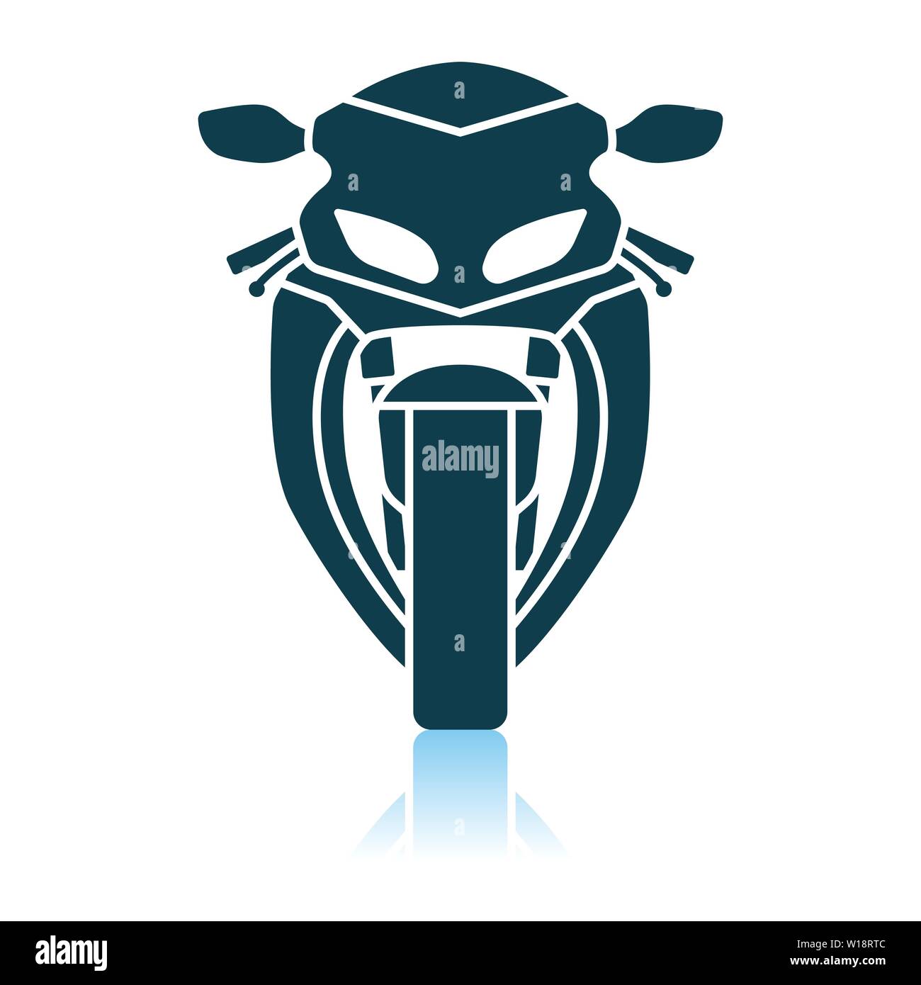 Motorcycle Icon Front View. Shadow Reflection Design. Vector ...