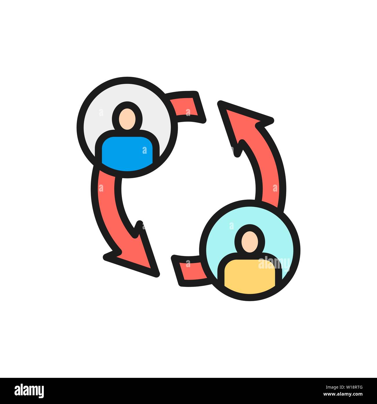 Vector two people with arrows, employee replacement, business ...