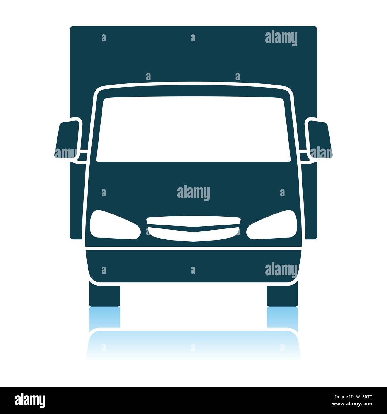 Van Truck Icon Front View. Shadow Reflection Design. Vector ...