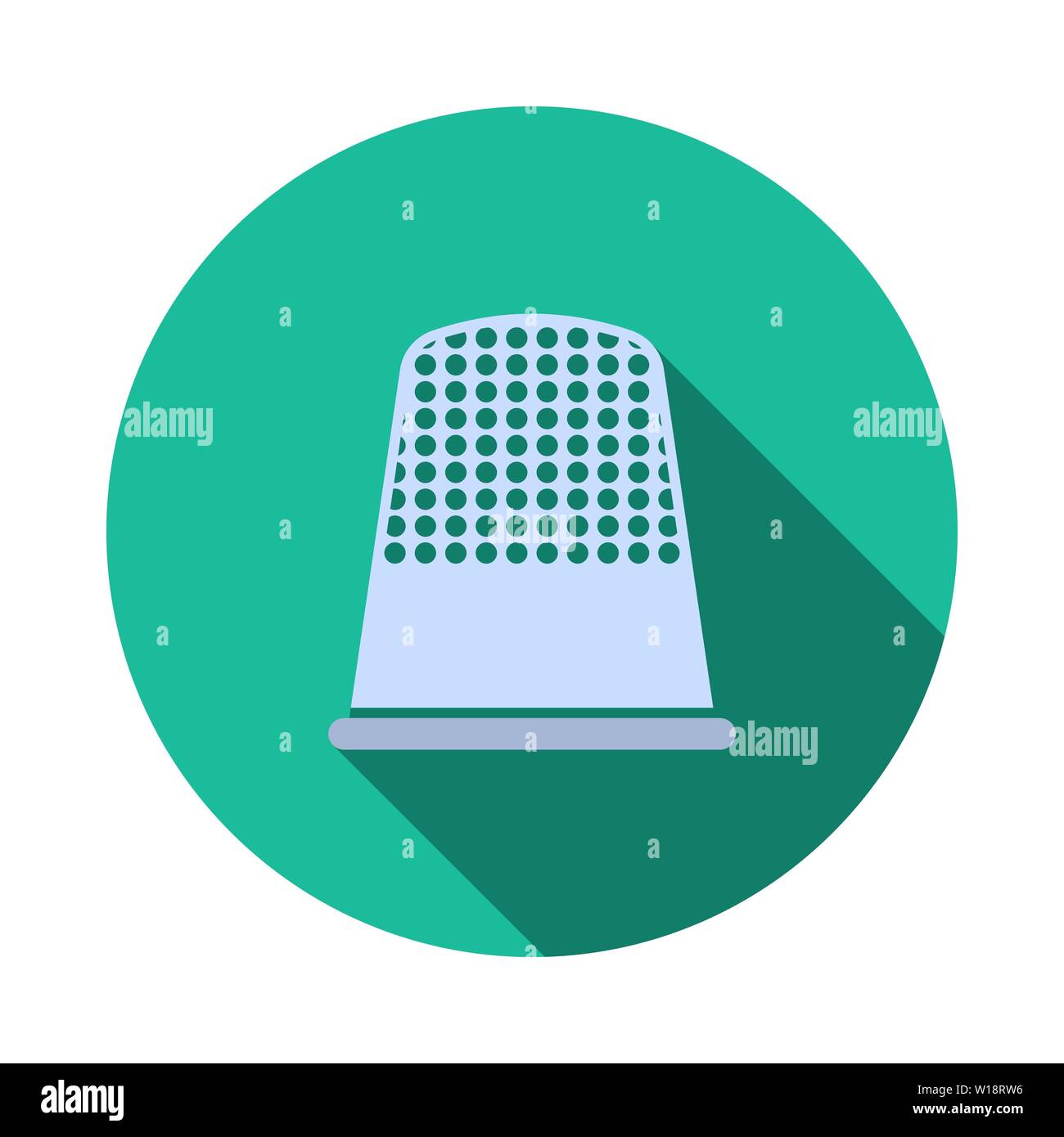 Tailor Thimble Icon. Flat Circle Stencil Design With Long Shadow ...