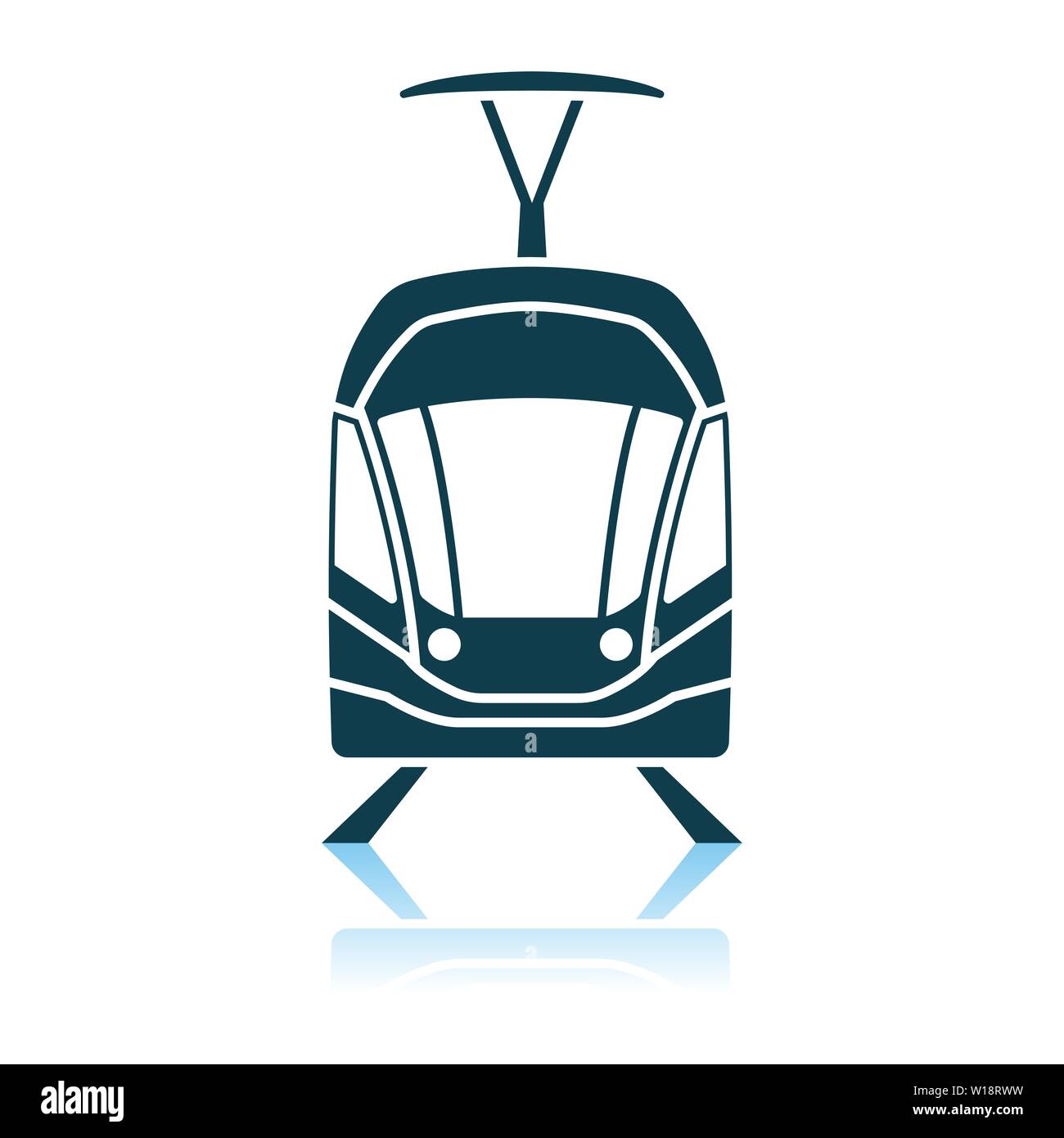 Tram Icon Front View. Shadow Reflection Design. Vector Illustration ...