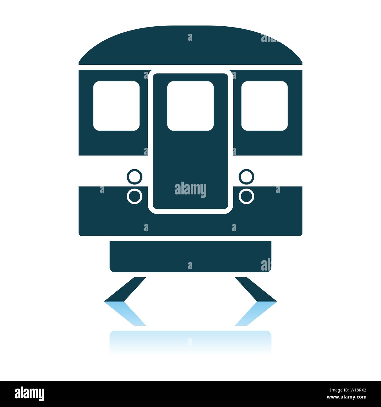 Subway Train Icon Front View. Shadow Reflection Design. Vector ...