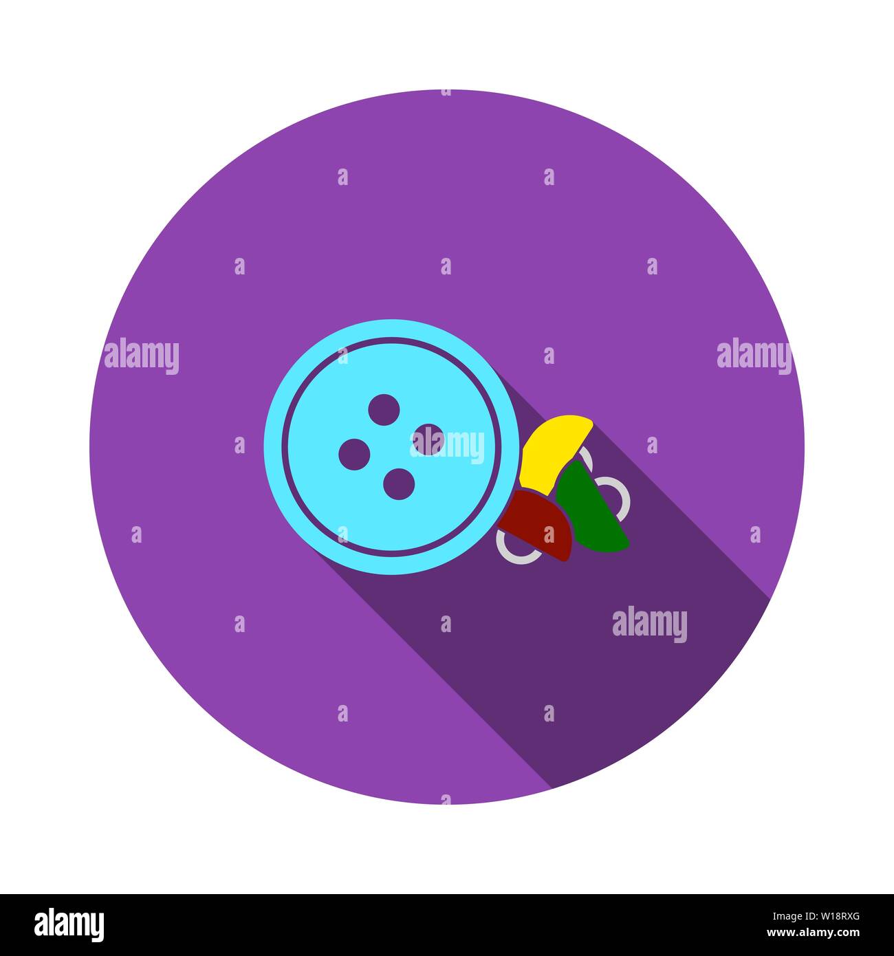 Sewing Buttons Icon. Flat Circle Stencil Design With Long Shadow ...