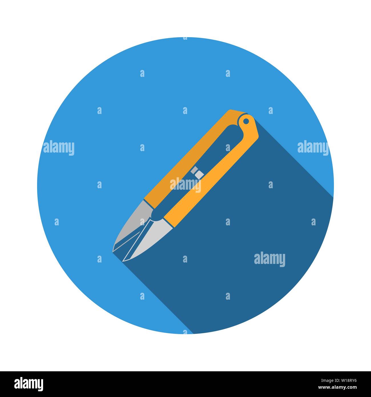 Seam Ripper Icon. Flat Circle Stencil Design With Long Shadow. Vector ...