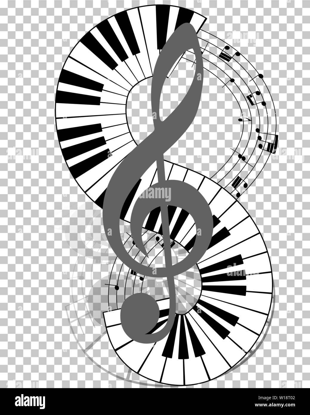 Musical notes staff with piano keyboard. Vector illustration Stock ...