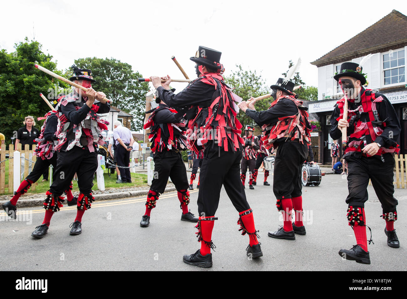 Datchet, UK. 30 June, 2019. Datchet Border Morris, an all male Border ...