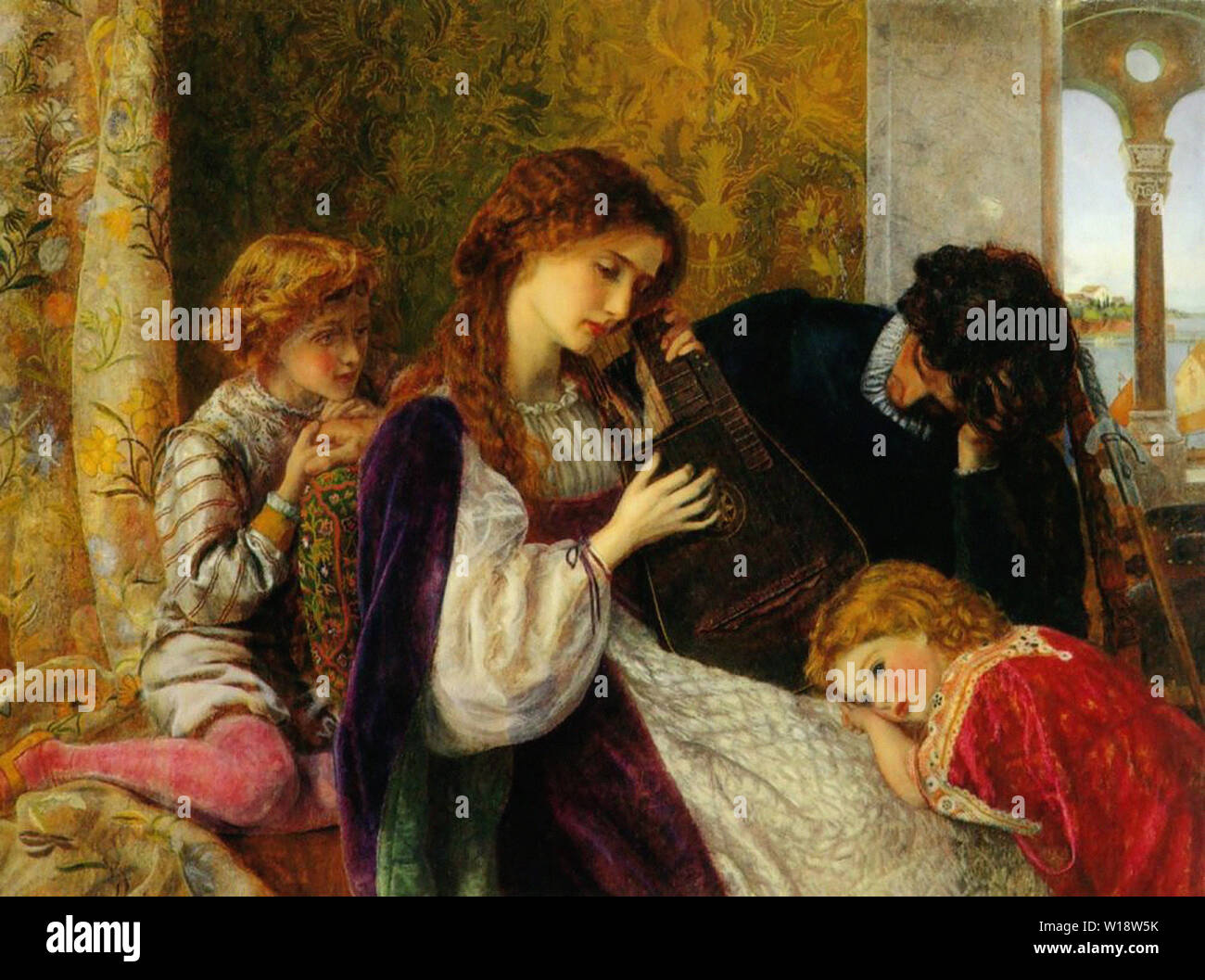 Arthur hughes - Music Party 1864 Stock Photo - Alamy