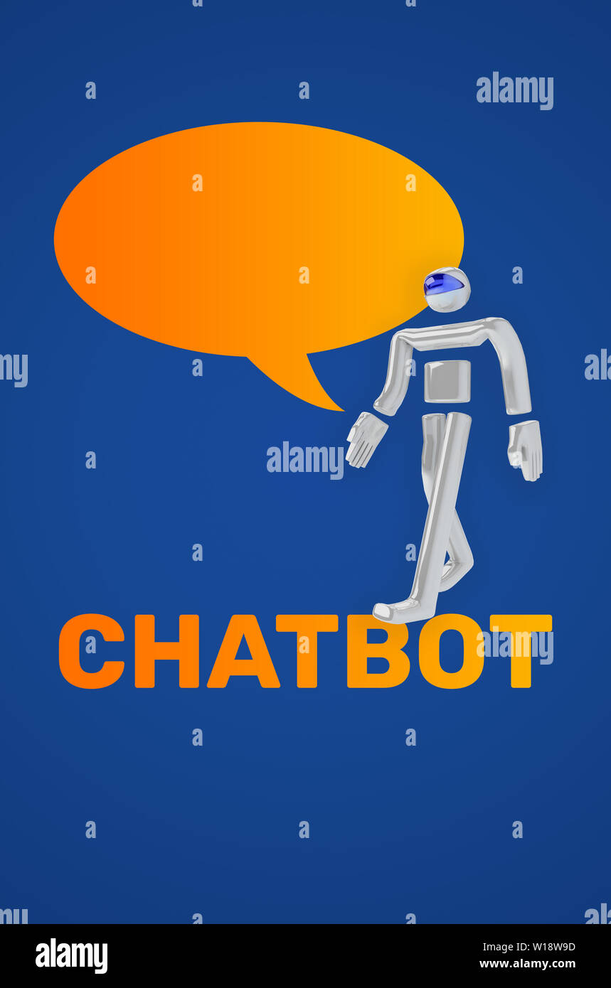 3d render illustration of chatbot isolated on white. Virtual assistance ...