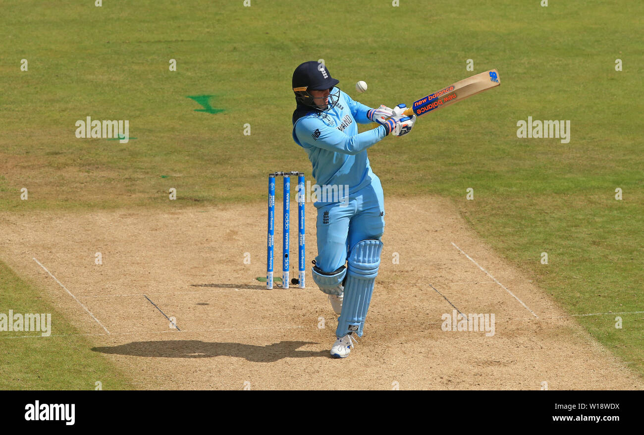 BIRMINGHAM, ENGLAND. 30 JUNE 2019: Jason Roy of England batting during ...