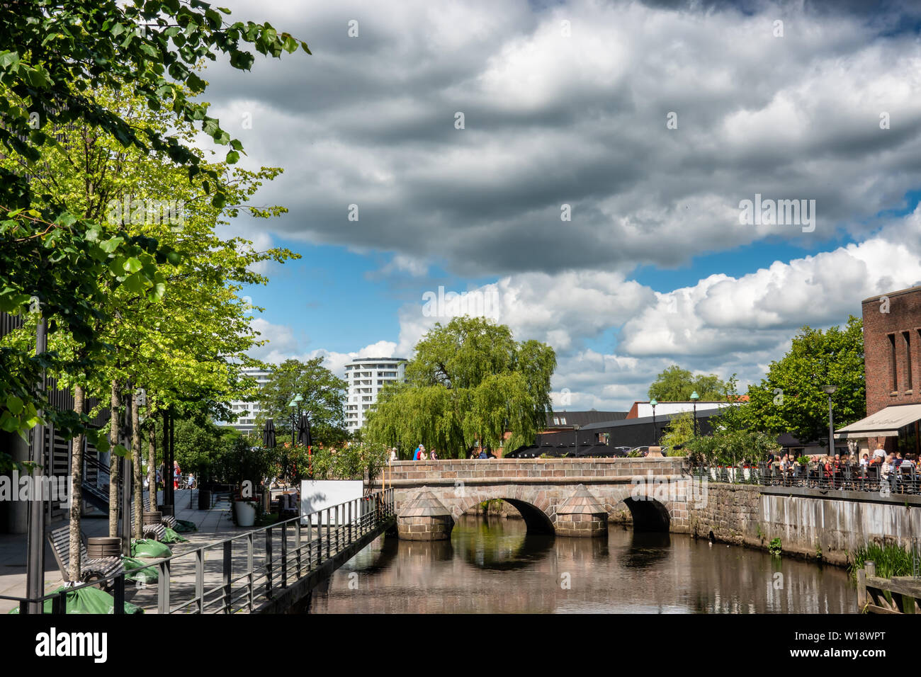 Vejle city center with the river, Denmark Stock Photo - Alamy