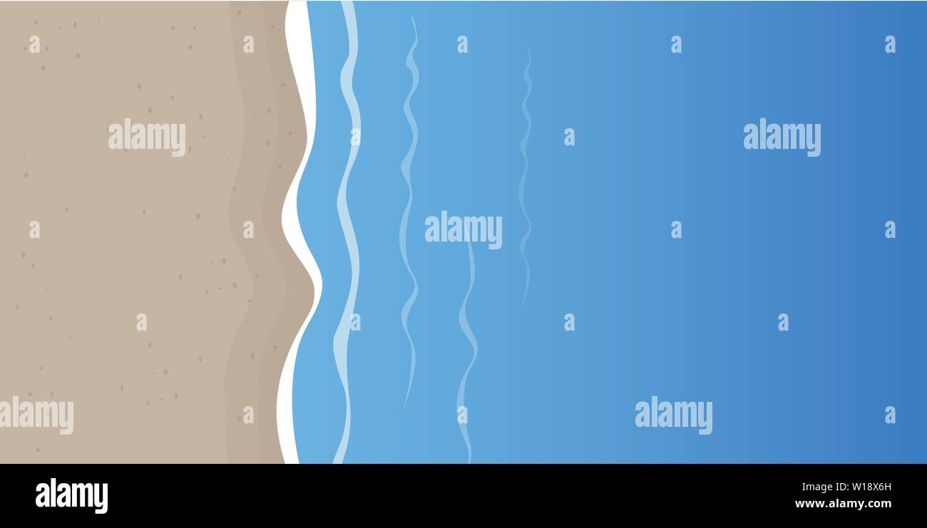 sandy beach and water summer holiday background vector illustration ...