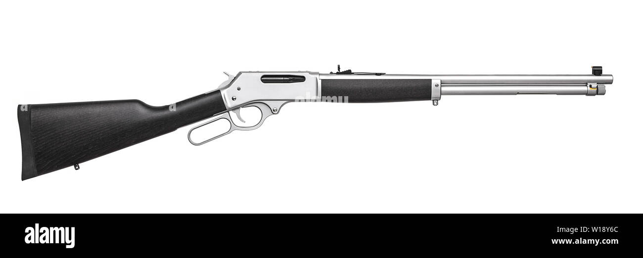 Old American wild west rifle isolated on white background Stock Photo ...