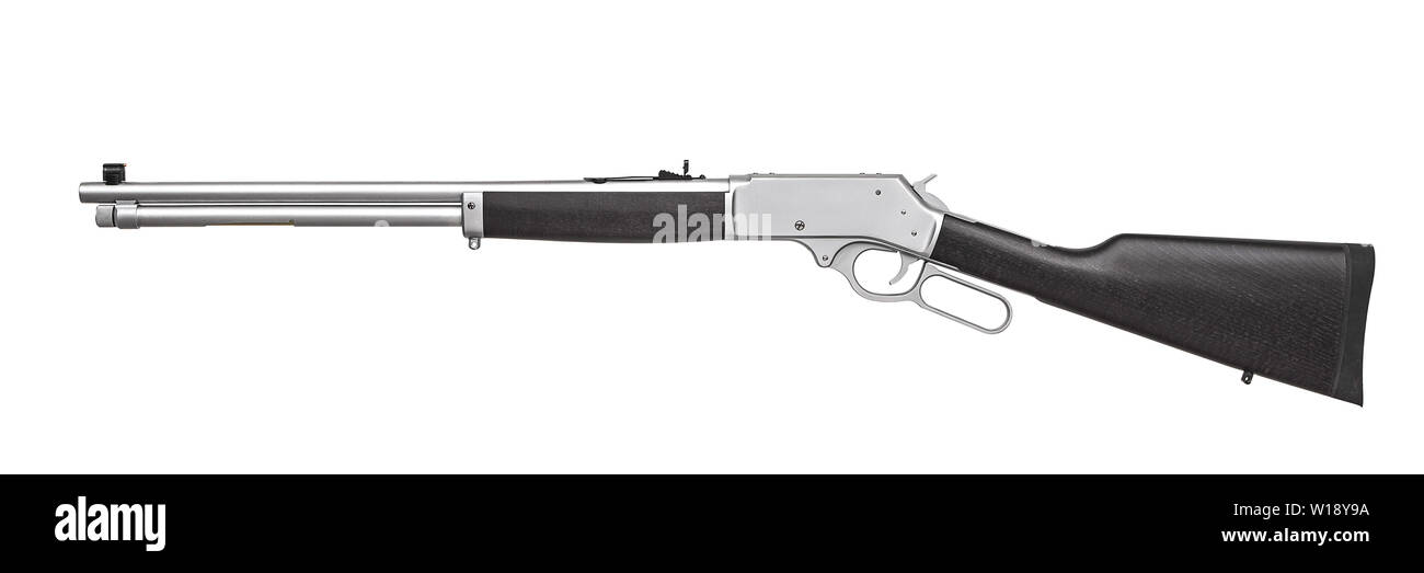 Old American wild west rifle isolated on white background Stock Photo ...