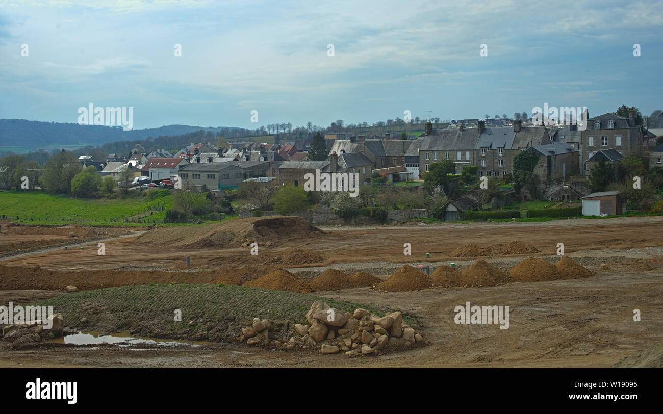 View from hill on small town Surdeval in Normandy France Stock Photo ...
