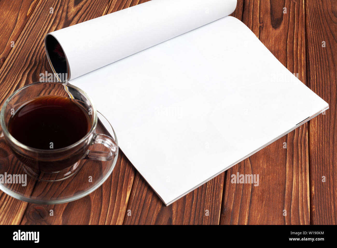 Open blank journal pages for your design copy space on wooden ...