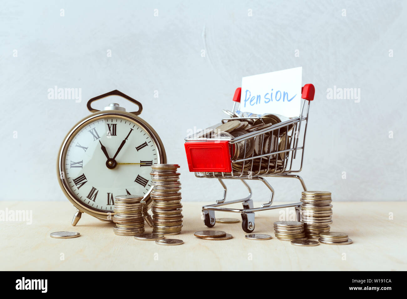 Saving Money Concept. Shopping trolley or cart with coin Stock Photo ...