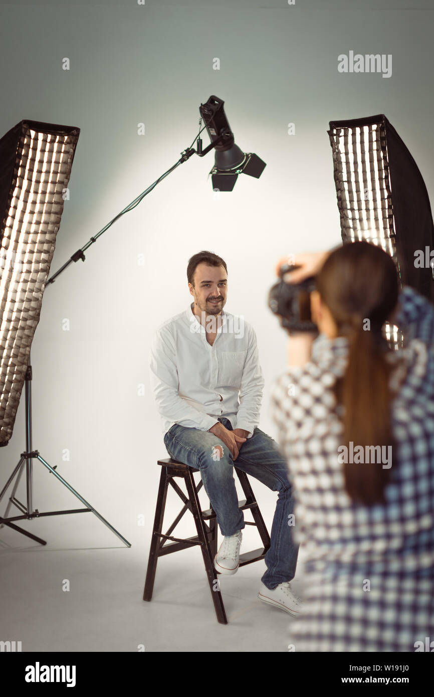 Professional photo shooting at the studio Stock Photo - Alamy