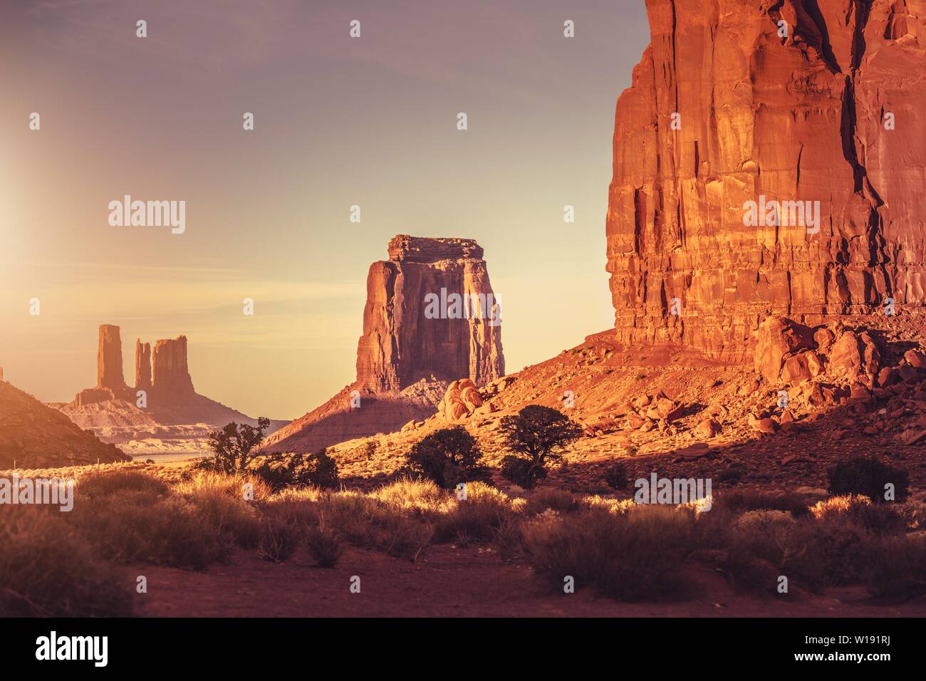 Arizona State. Famous Monuments Valley Summer Landscape. United States ...