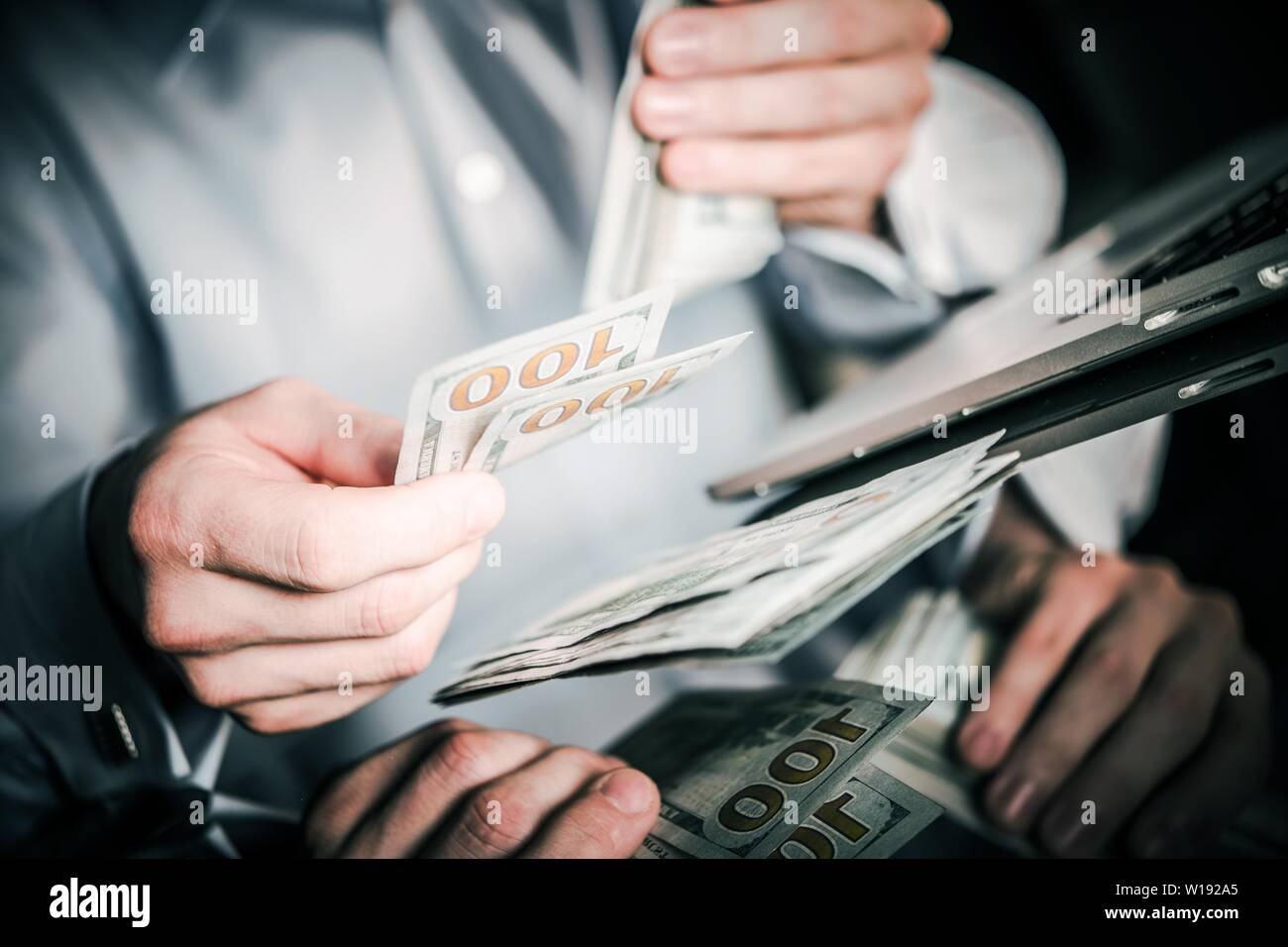 Businessman counting money work hi-res stock photography and images - Alamy