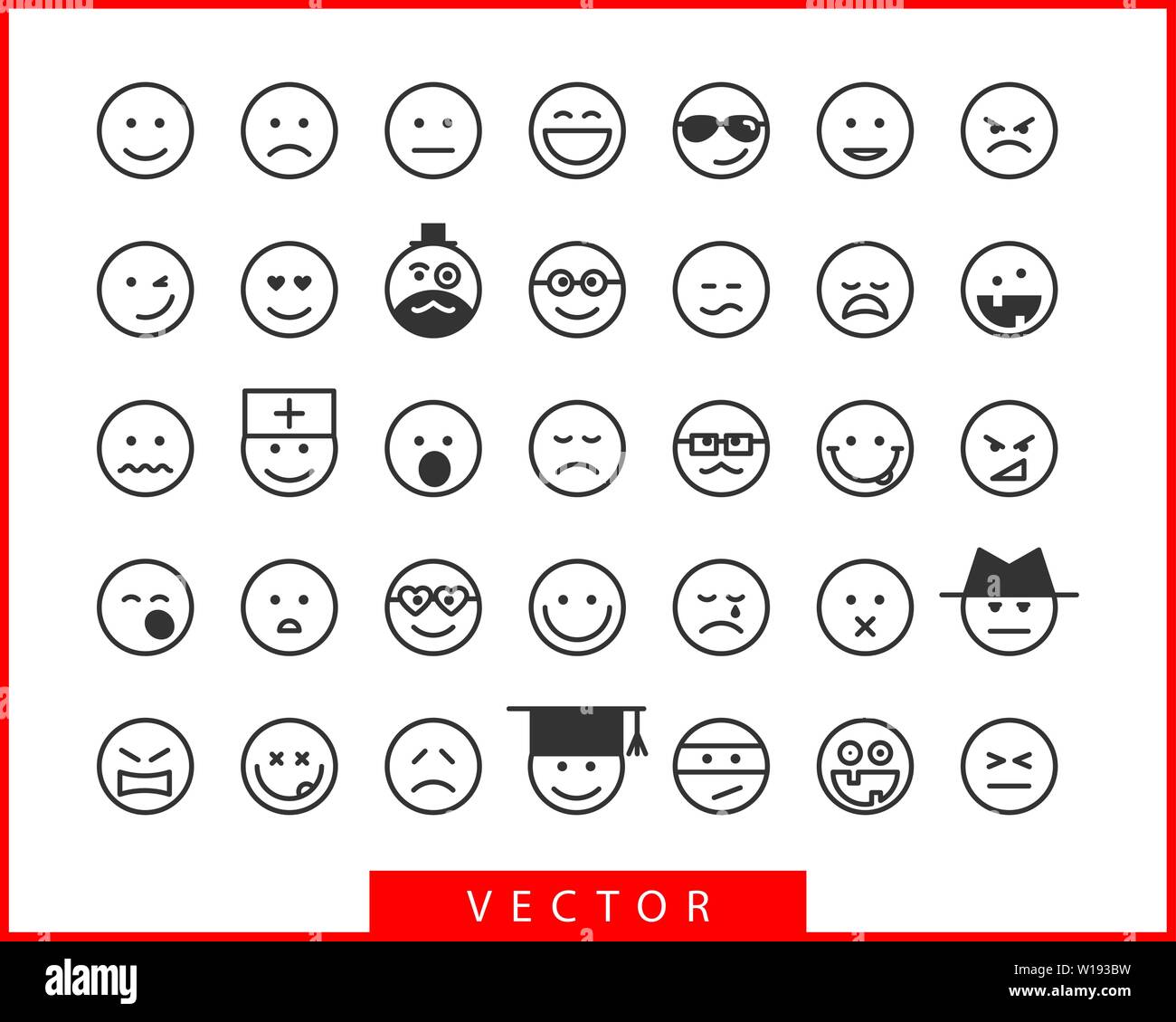 Vector emoticon big set Stock Vector Images - Alamy