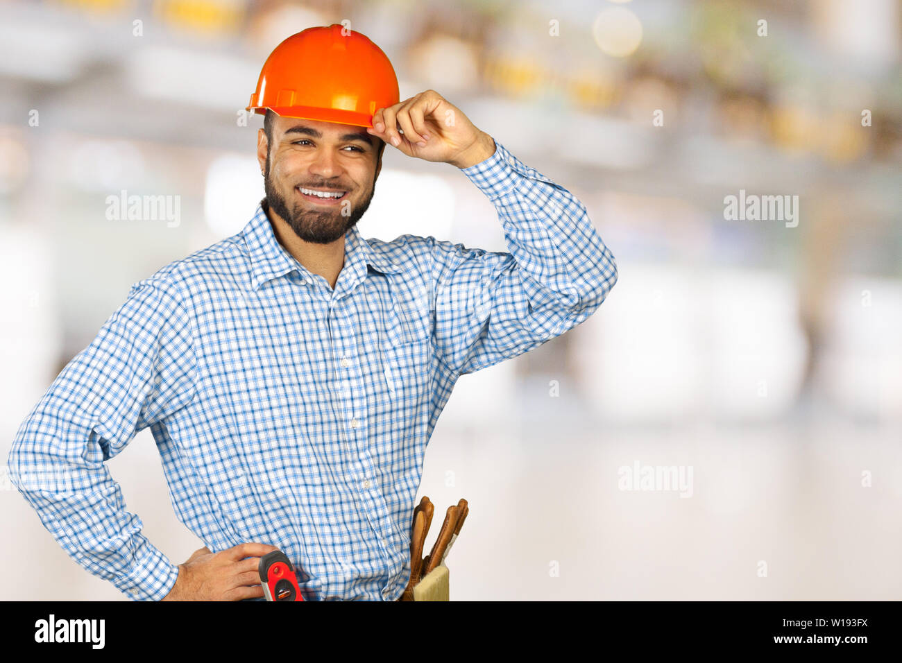 handsome happy workman Stock Photo - Alamy