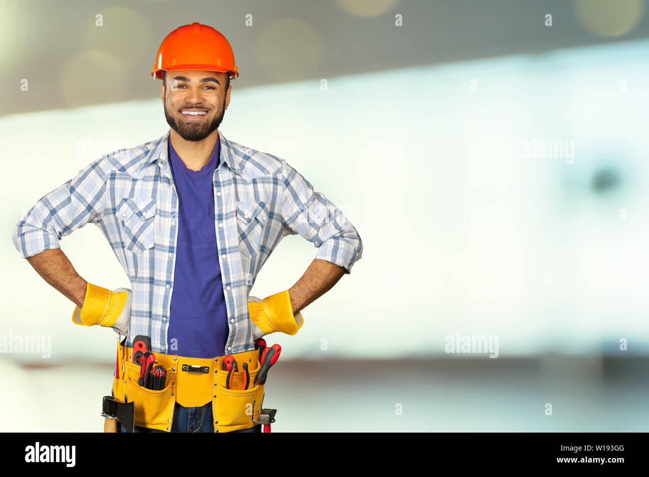 handsome happy workman Stock Photo - Alamy