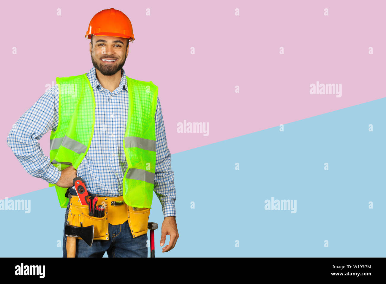 handsome happy workman Stock Photo - Alamy