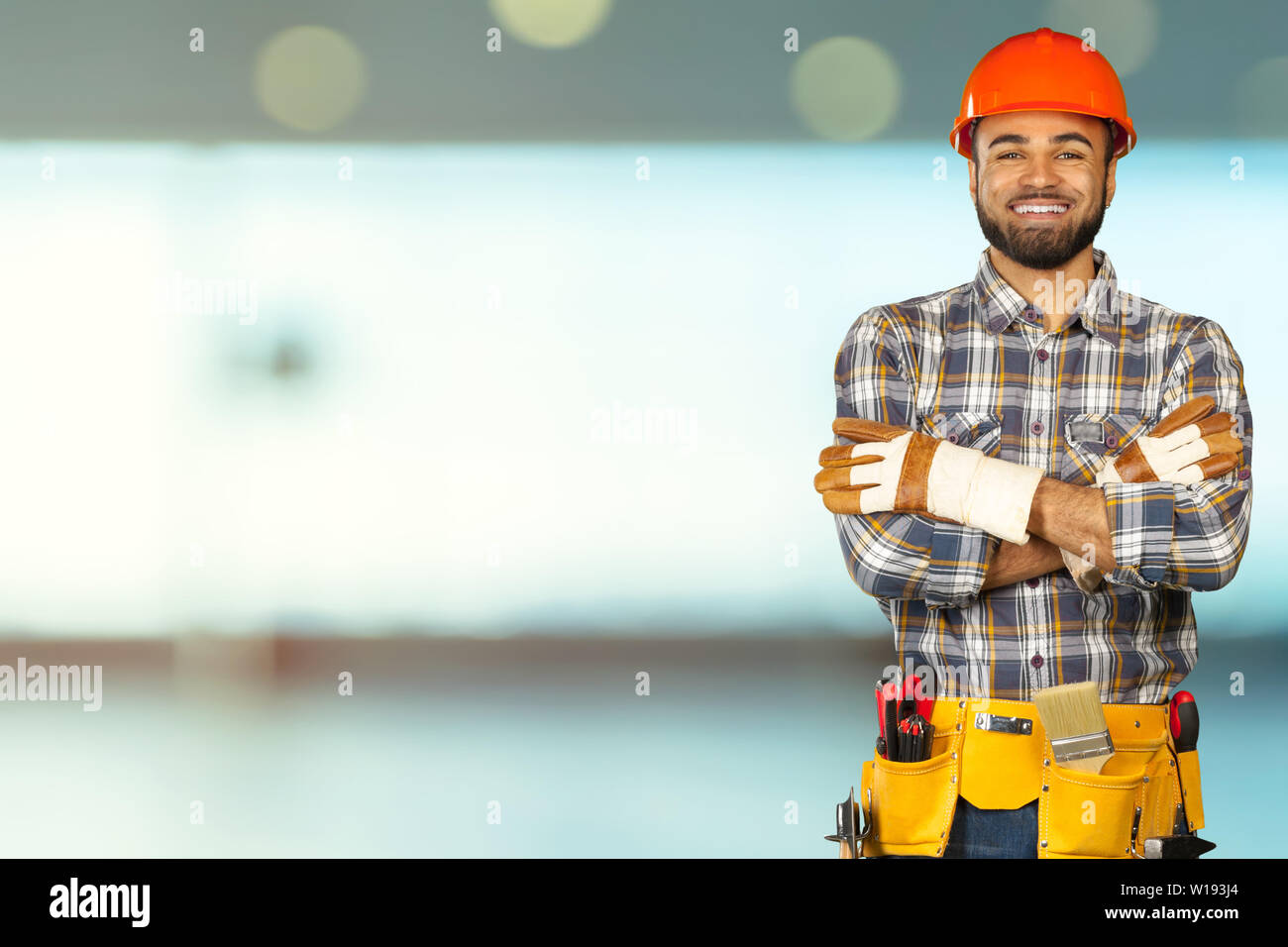 handsome happy workman Stock Photo - Alamy