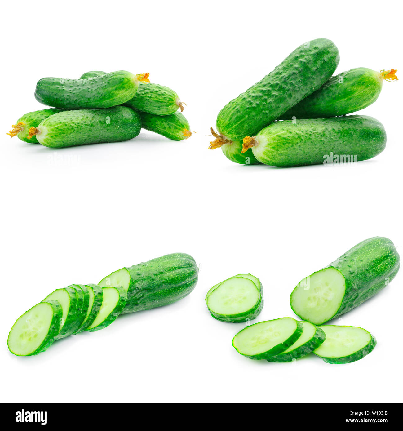Collage of cucumber isolated on white Stock Photo - Alamy