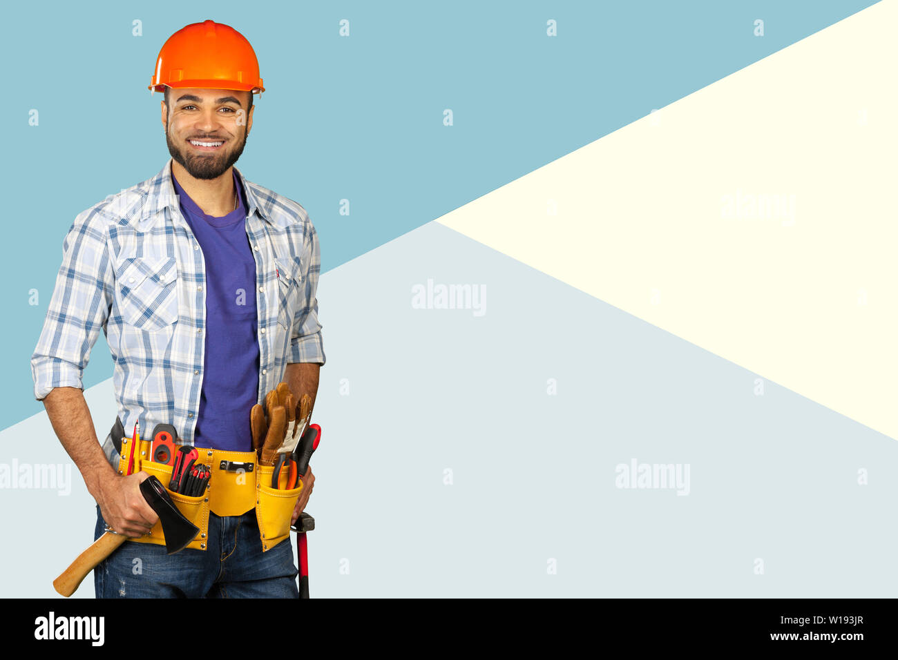 handsome happy workman Stock Photo - Alamy