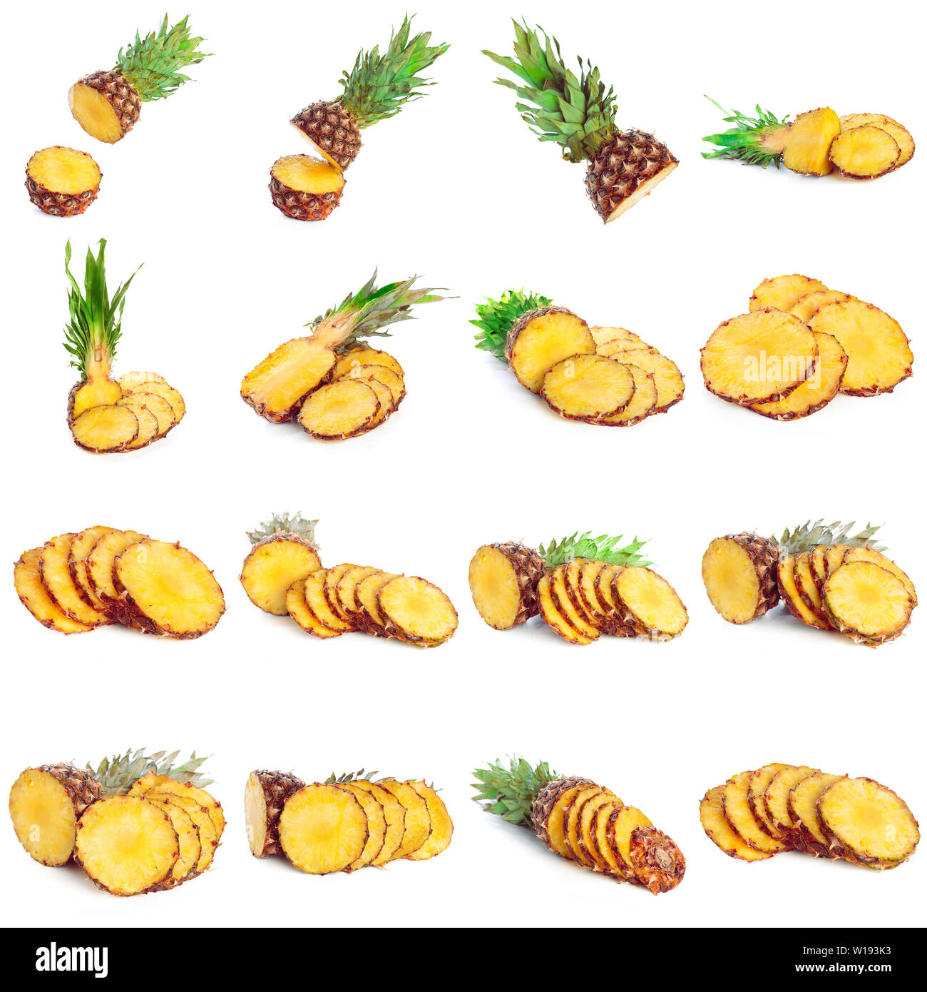 Set of juicy pineapples on white background Stock Photo - Alamy