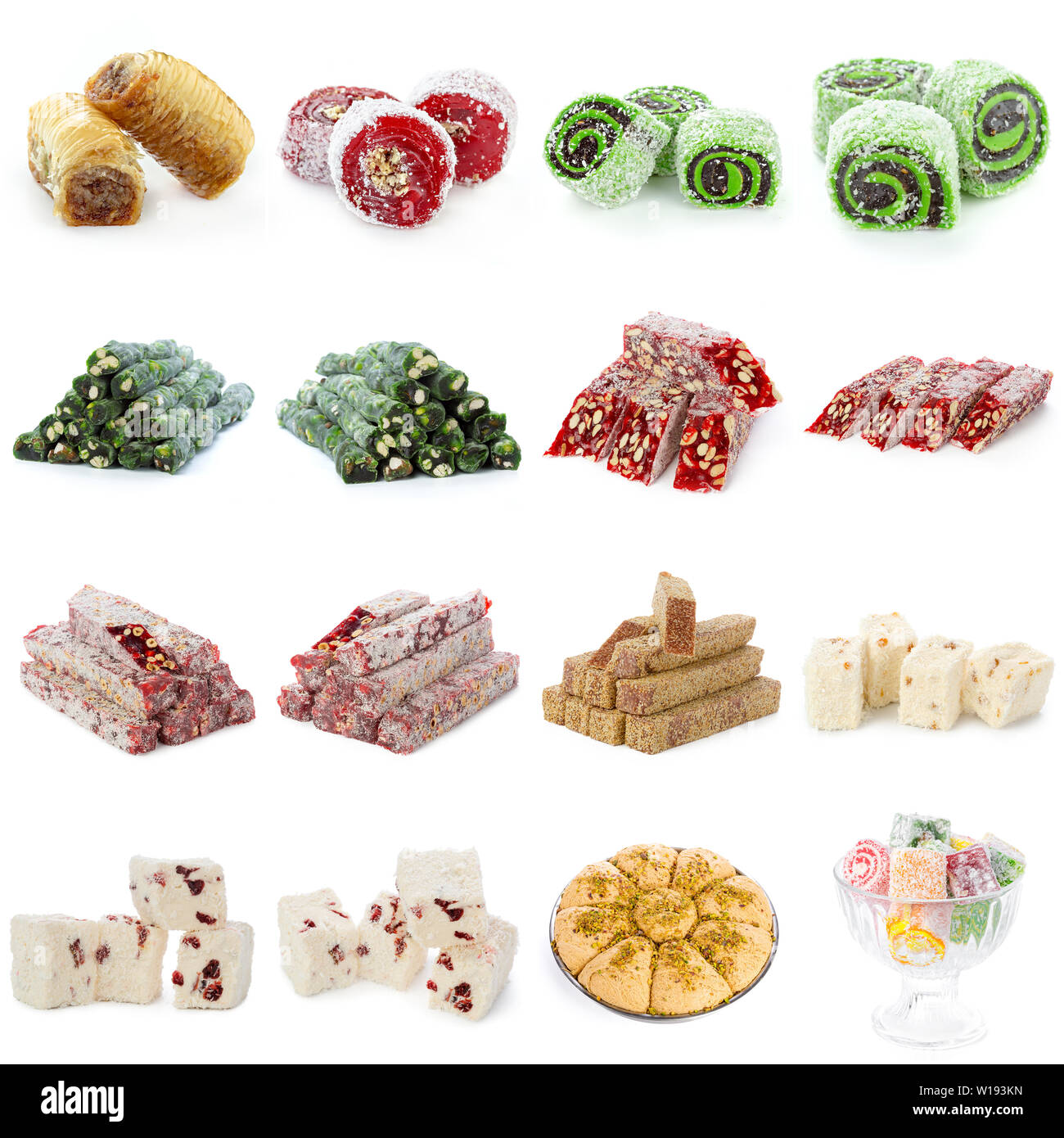 Set of turkish delight isolated on white Stock Photo - Alamy