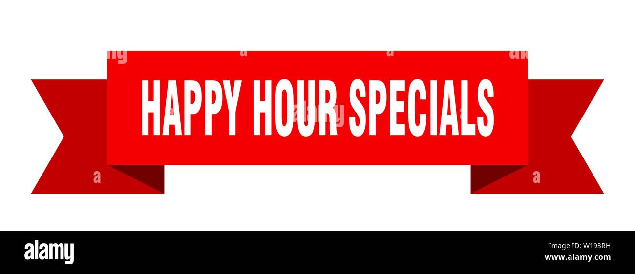 happy hour specials ribbon. happy hour specials isolated sign. happy ...