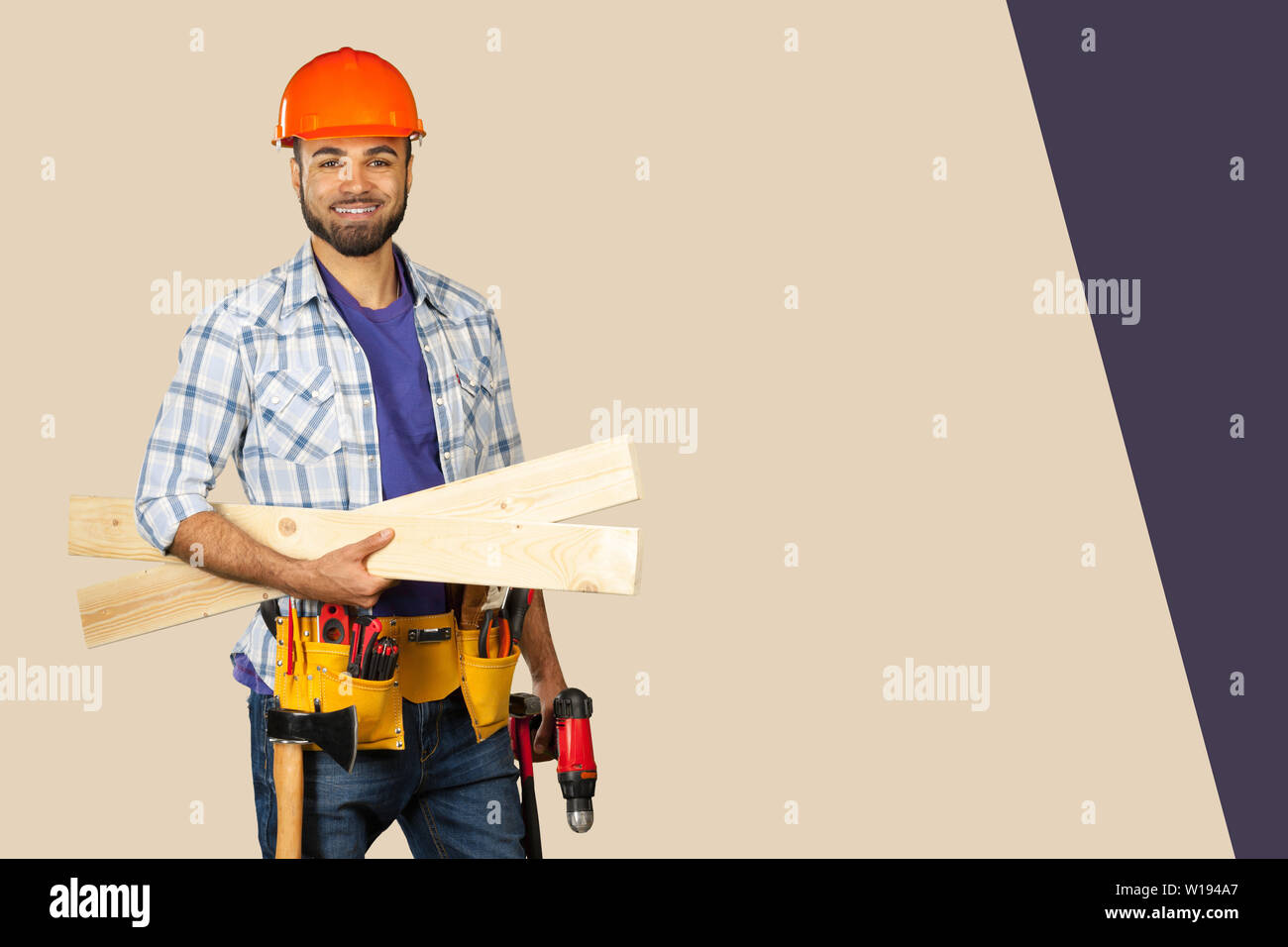handsome happy workman Stock Photo - Alamy