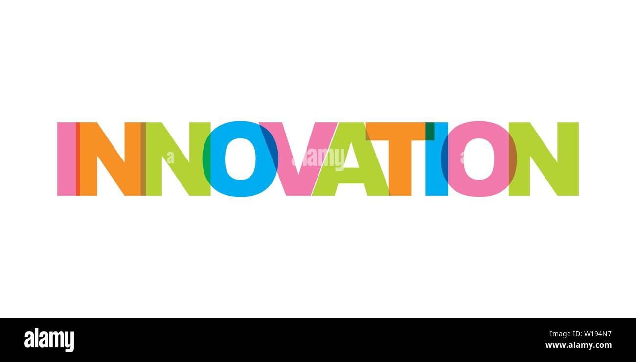 Innovation business card text. Modern lettering poster. Color word art ...