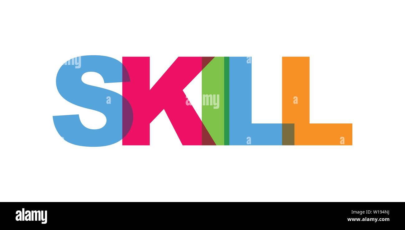 Skill card text. Modern lettering poster. Color word art slogan icon ...