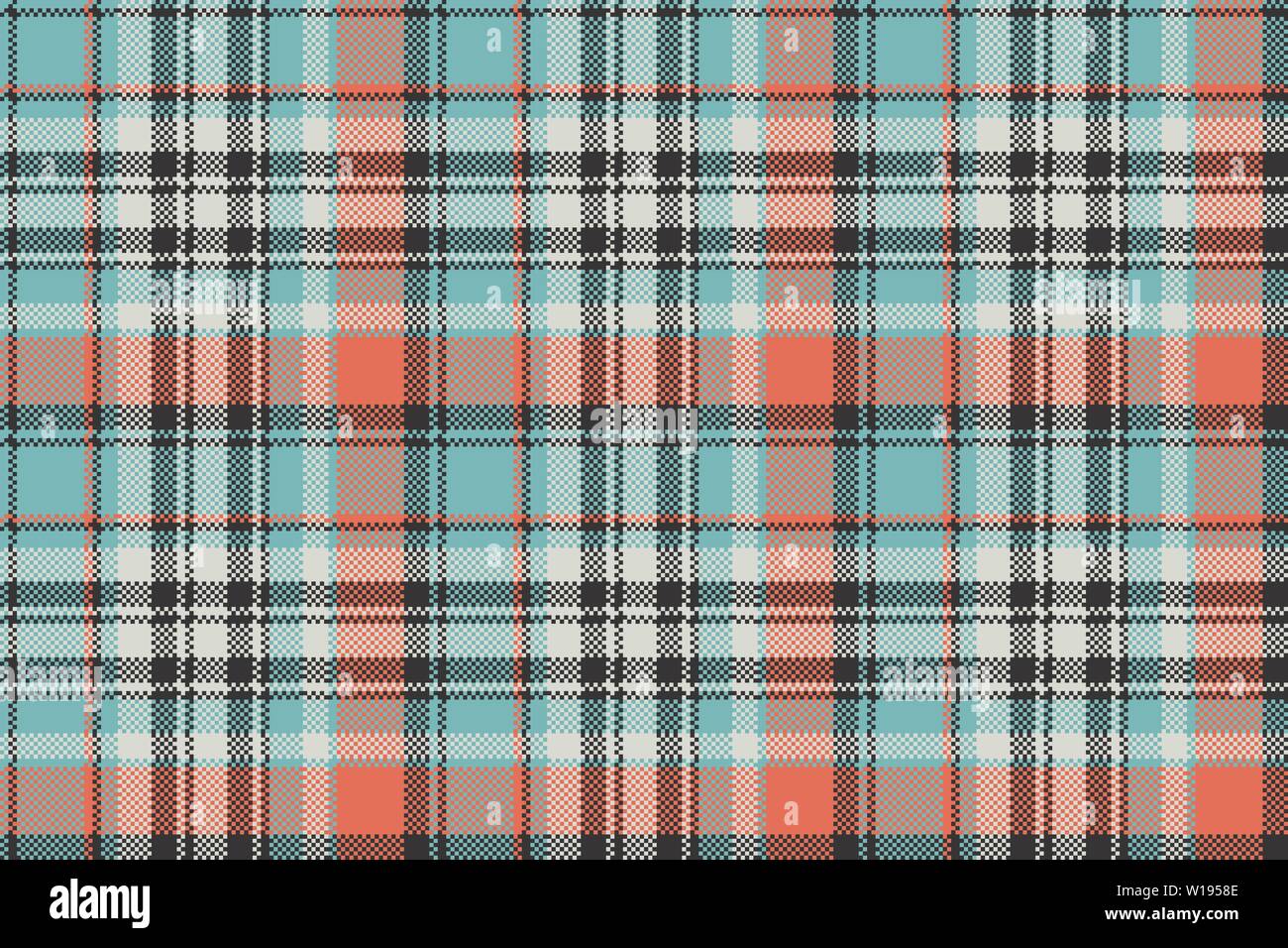 Geometric checkered plaid pixel seamless pattern. Vector illustration ...
