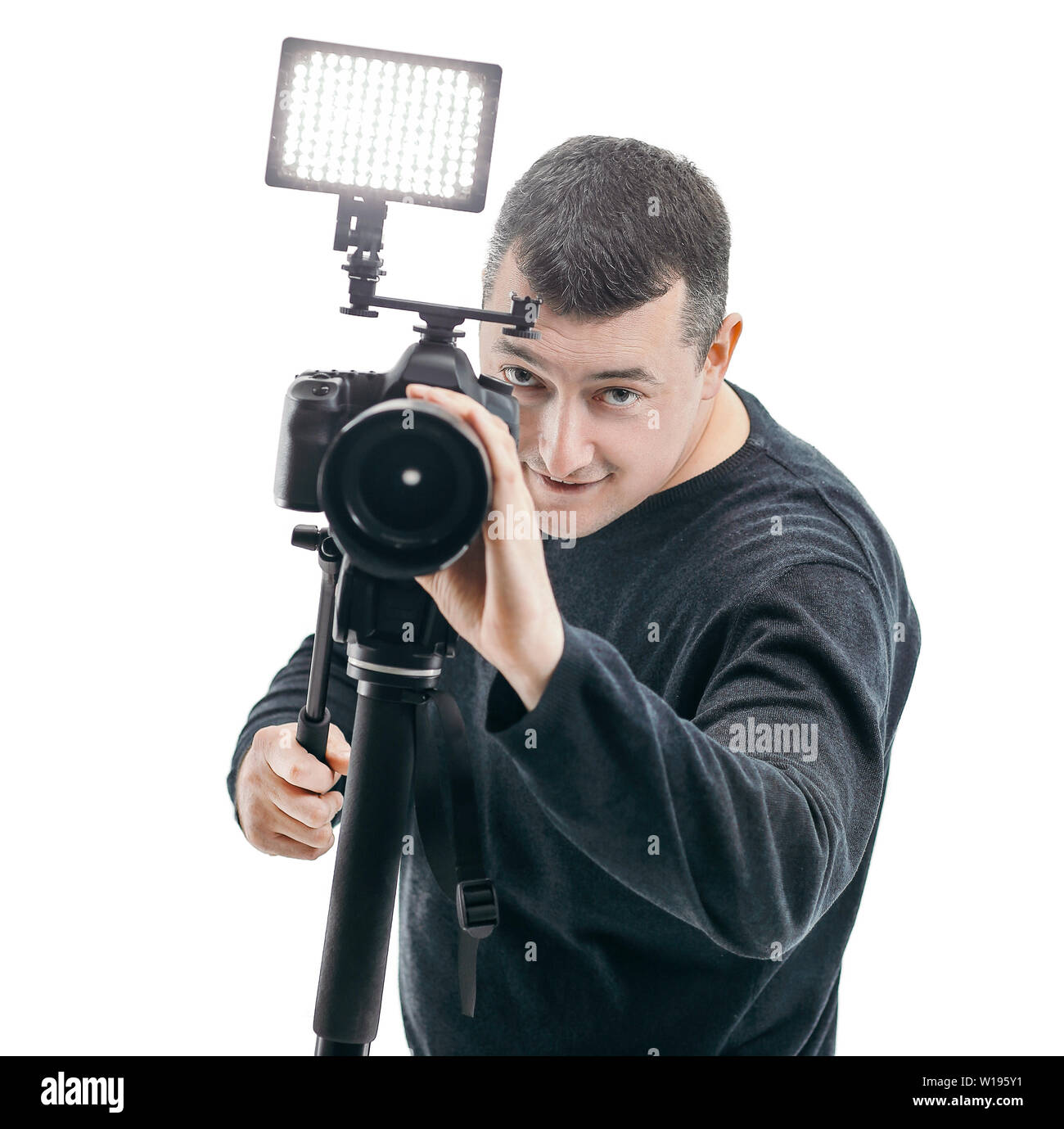 portrait of a successful photographer .isolated on white background ...