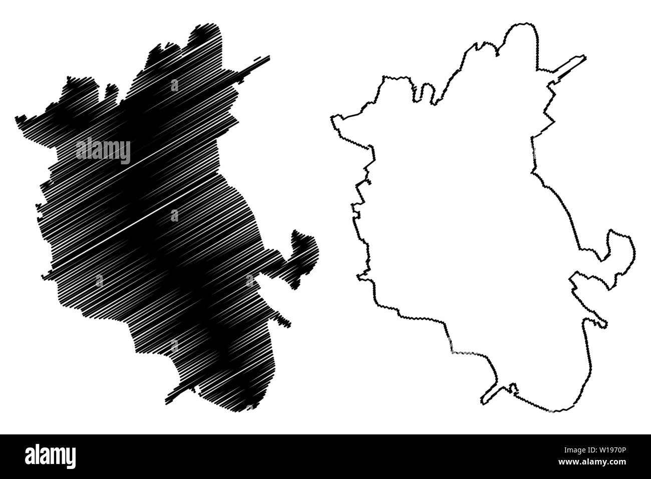 Almaty city (Republic of Kazakhstan, Regions of Kazakhstan) map vector ...