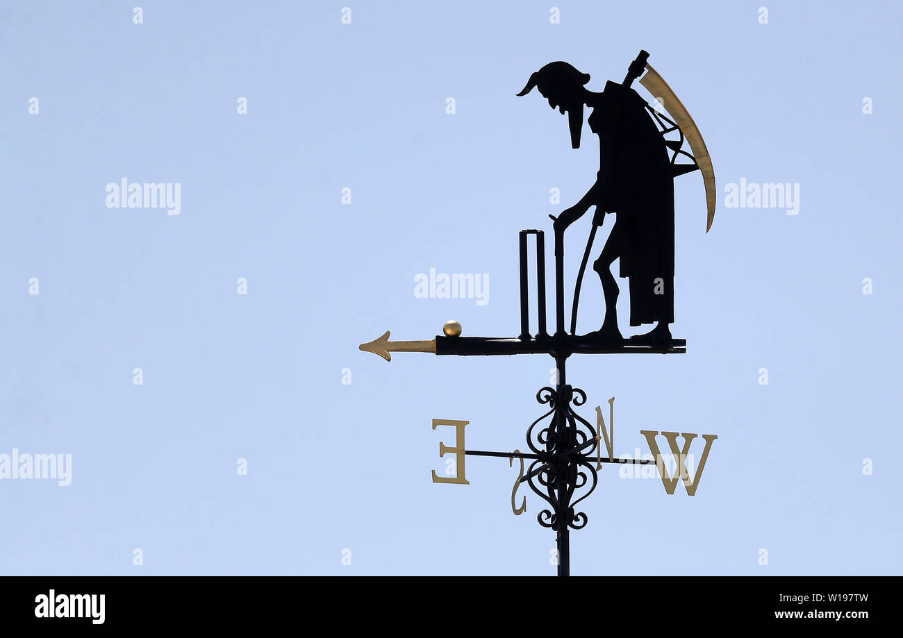 The Father Time wind vane above the Mound Stand clock at Lord's, London ...