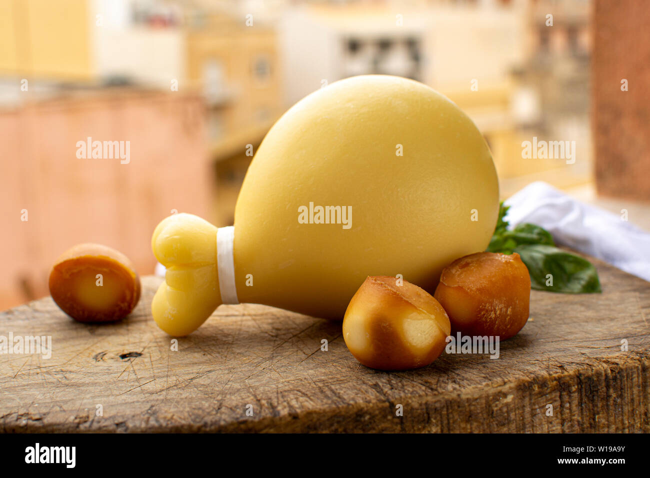 Cheese collection, Italian provolone caciocavallo aged and smoked ...