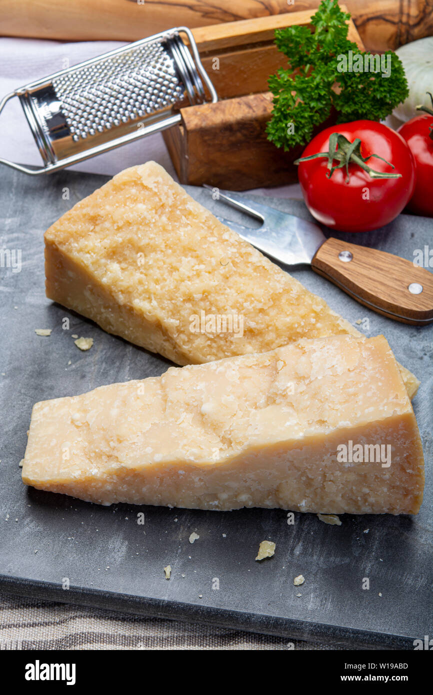 Cheese collection, Italian original aged Parmesan cheese in two pieces ...