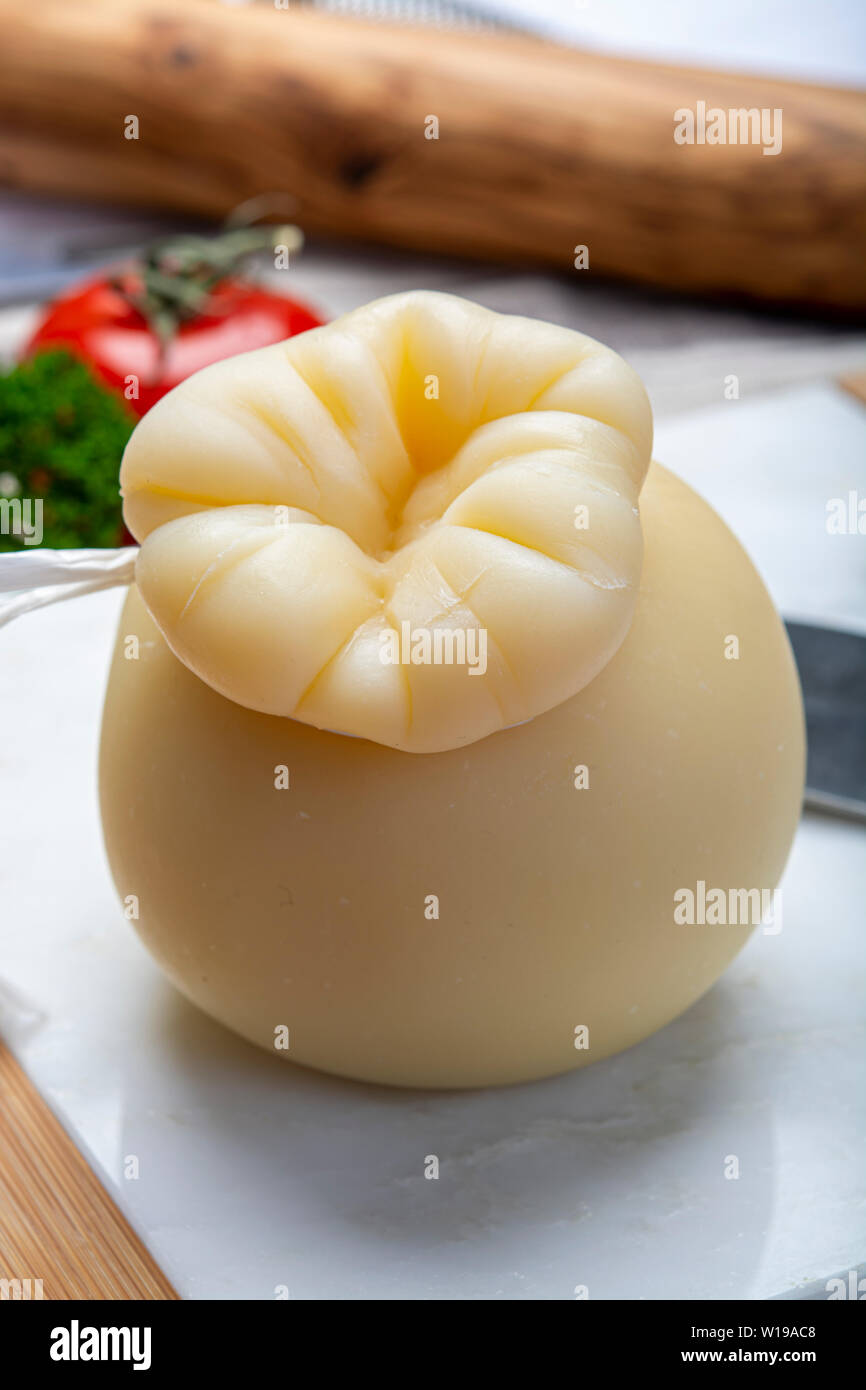 Cheese collection, Italian provolone or provola caciocavallo hard ...